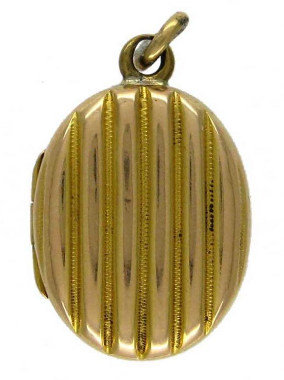 Victorian 15ct Gold Oval Locket with Stripe Detail (O/O) | The Antique ...