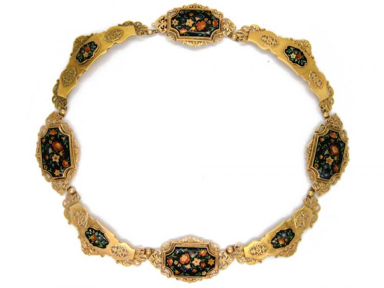 15ct Gold & Swiss Enamel Necklace (743A) | The Antique Jewellery Company