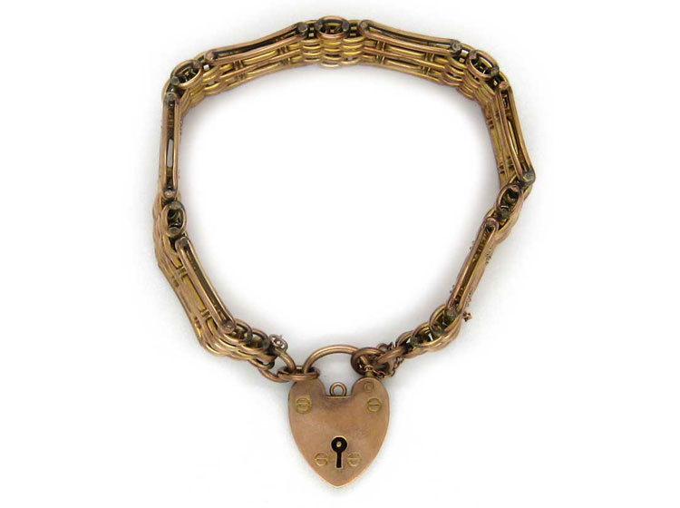 9ct Gold Gate Bracelet (844Z) | The Antique Jewellery Company