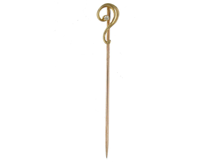 15ct Gold & Diamond Question Mark Tie Pin (465A) | The Antique ...