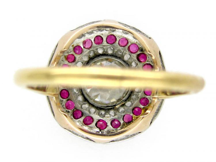 Diamond & Ruby Circle Ring (38A) | The Antique Jewellery Company