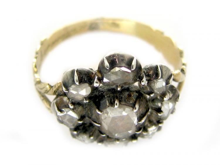 Georgian Diamond Flower Ring (272Z) | The Antique Jewellery Company
