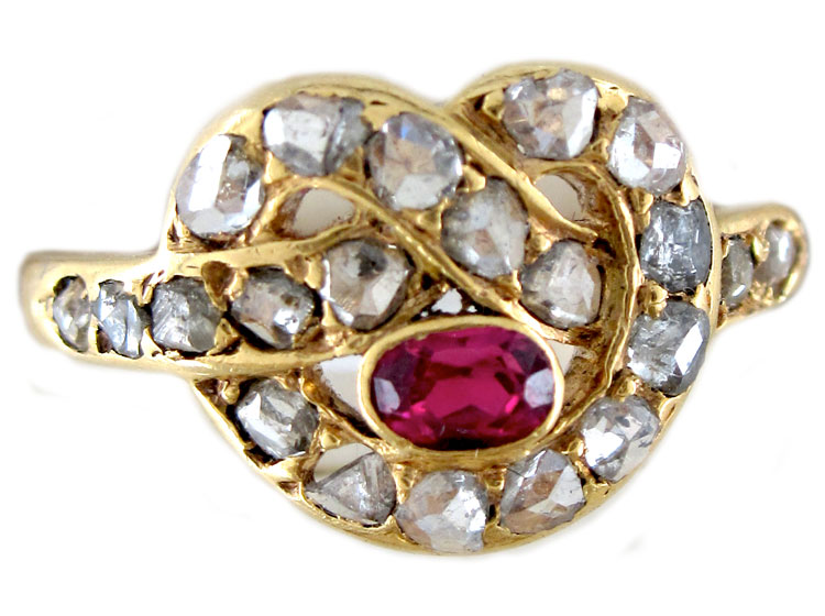 Ruby Diamond Knot Ring (757A) | The Antique Jewellery Company