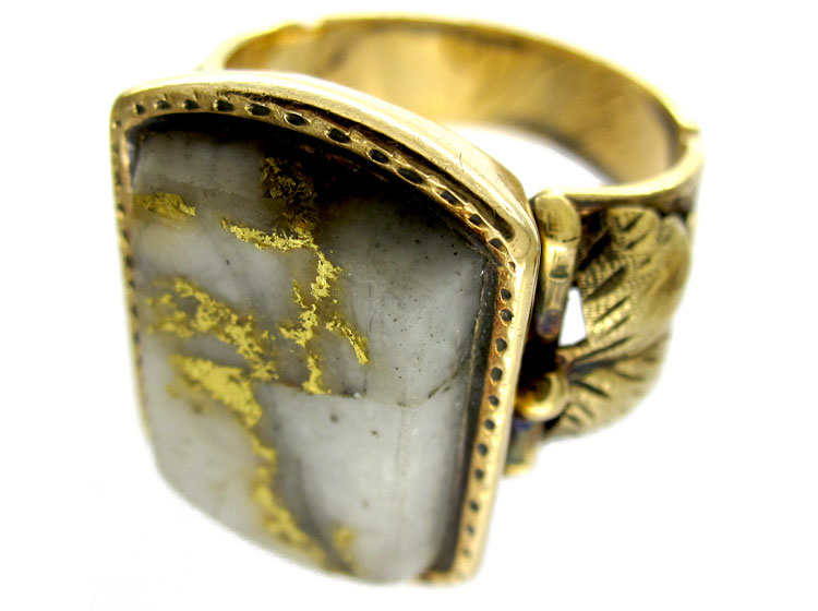 Gold Quartz Miner's Ring (641B/OJ) | The Antique Jewellery Company