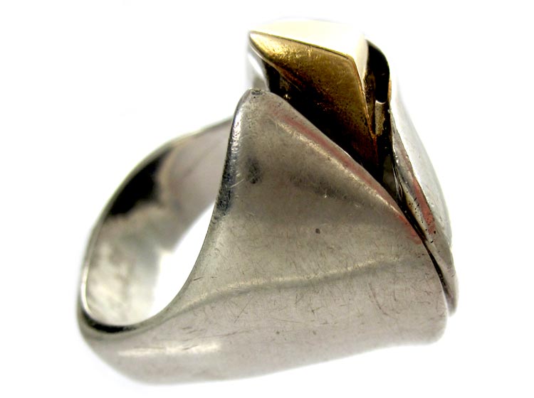 Silver & Gold Ring (396B) | The Antique Jewellery Company