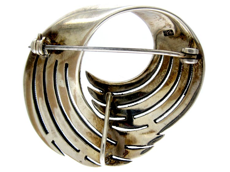 Silver & Marcasite Swirl Brooch (436B) | The Antique Jewellery Company