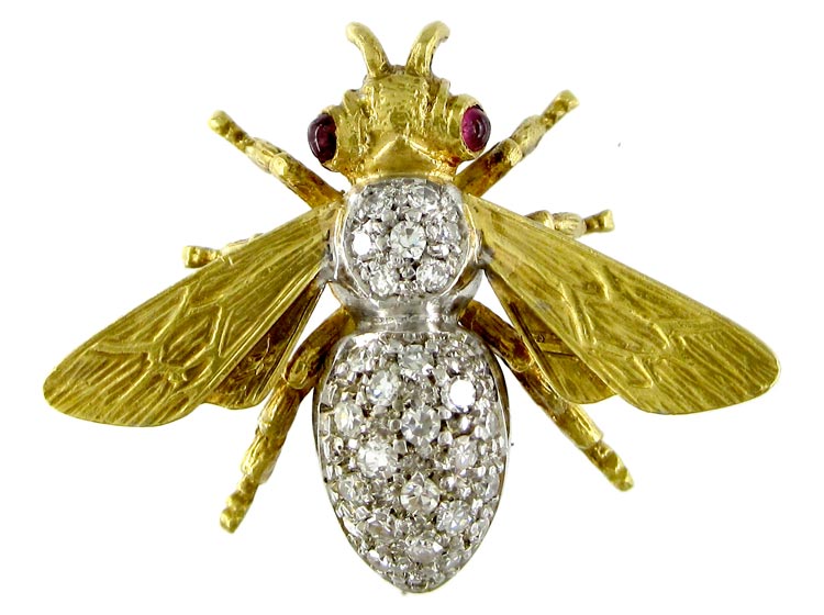 Gold & Diamond Bug Brooch (691B) | The Antique Jewellery Company