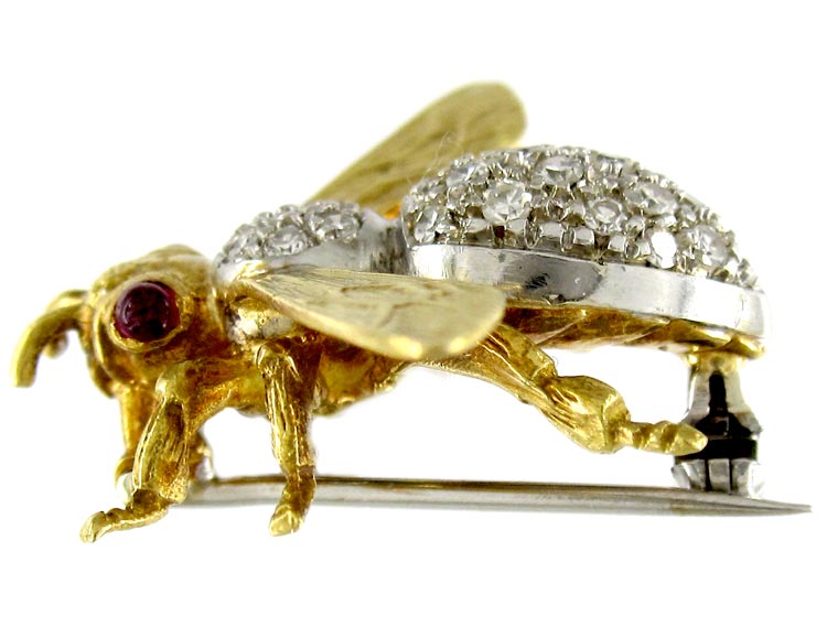 Gold & Diamond Bug Brooch (691B) | The Antique Jewellery Company