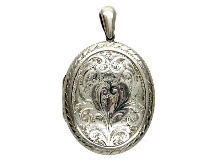 Large Silver Victorian Locket (593B) | The Antique Jewellery Company