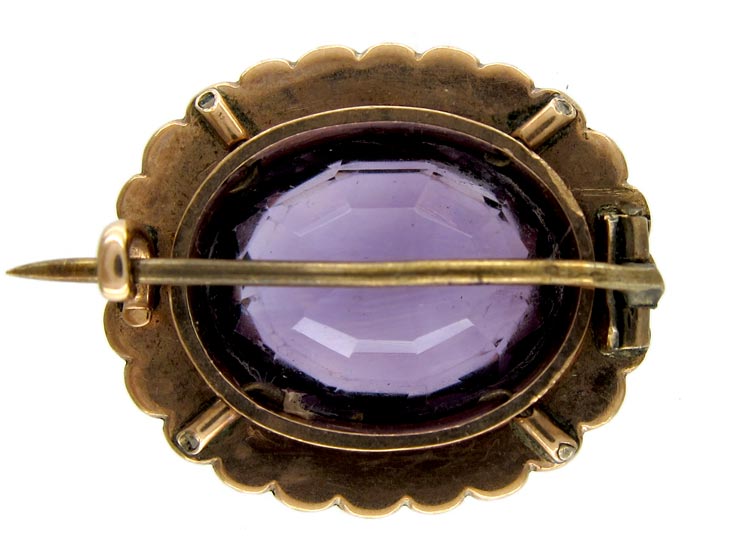 15ct Gold Regency Amethyst & Natural Split Pearls Oval Brooch (661B ...