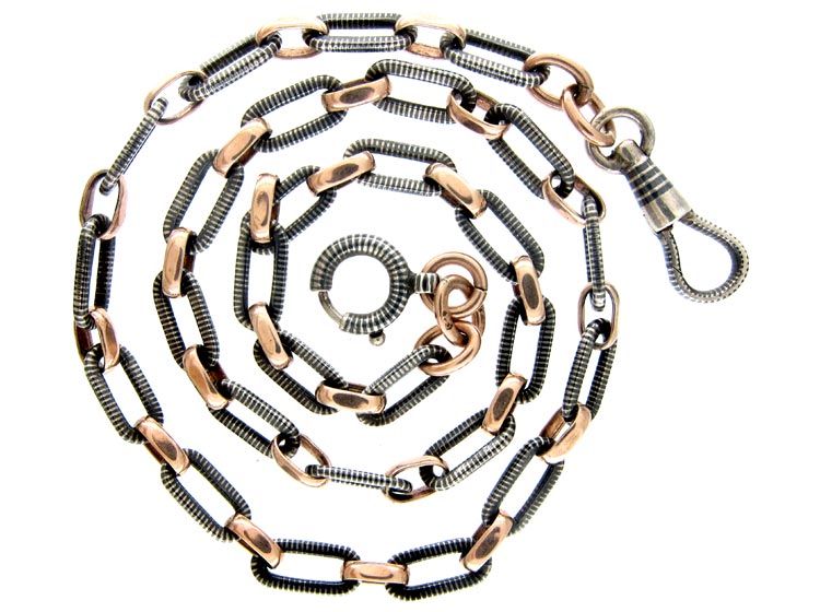 Silver & Niello Chain (933B) | The Antique Jewellery Company