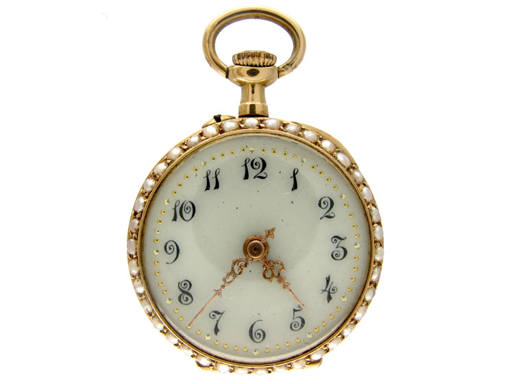 14ct Gold Edwardian Enamel Watch (978B) | The Antique Jewellery Company