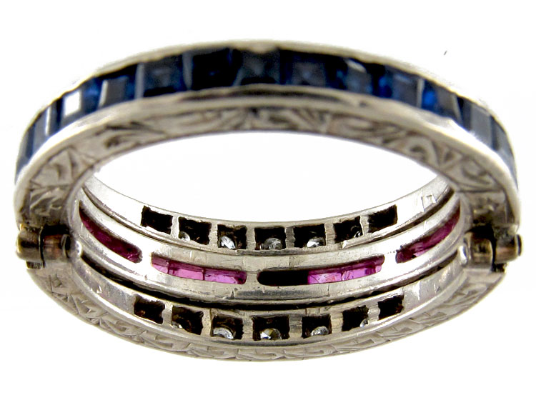 Sapphire, Diamond & Ruby Flip Over Ring (486B) | The Antique Jewellery ...