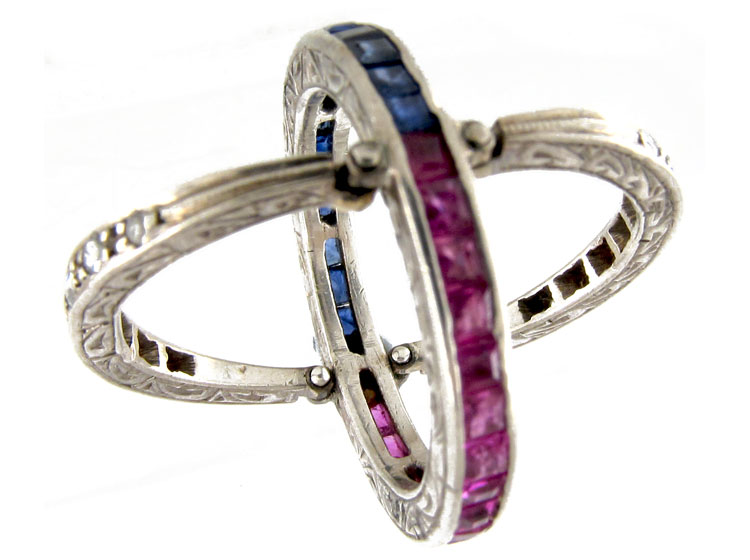 Sapphire, Diamond & Ruby Flip Over Ring (486B) | The Antique Jewellery ...