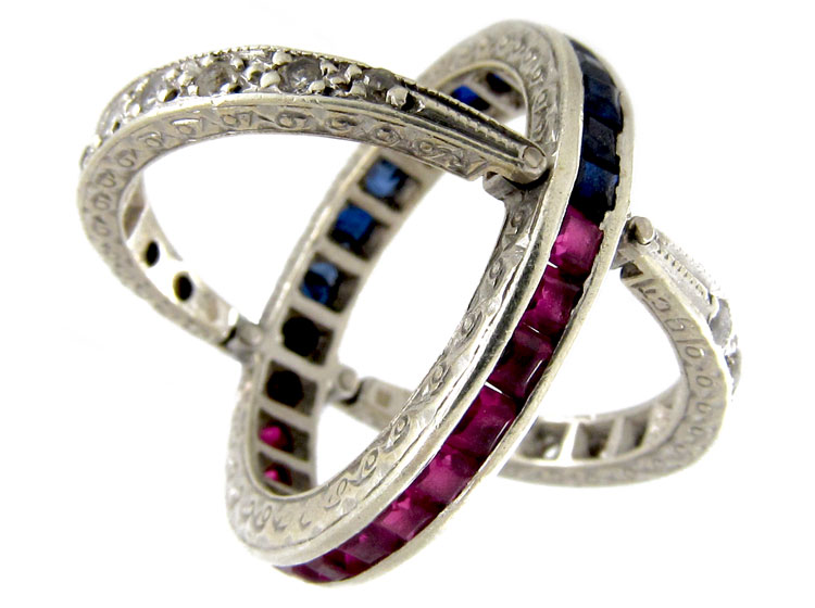 Diamond, Ruby & Sapphire Flip Over Ring (411C) | The Antique Jewellery ...