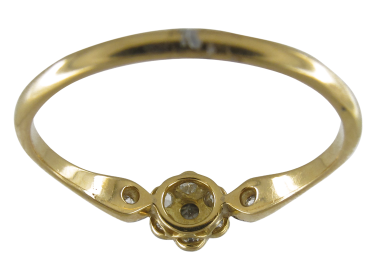 Small Diamond Cluster Ring with Diamond Shoulders (950K/J) | The ...