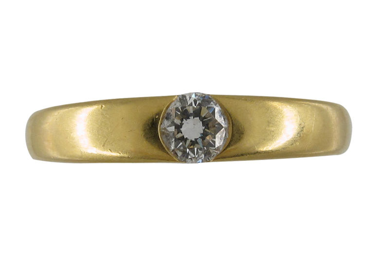 Single Diamond in Wedding Band (949K/JO) | The Antique Jewellery Company