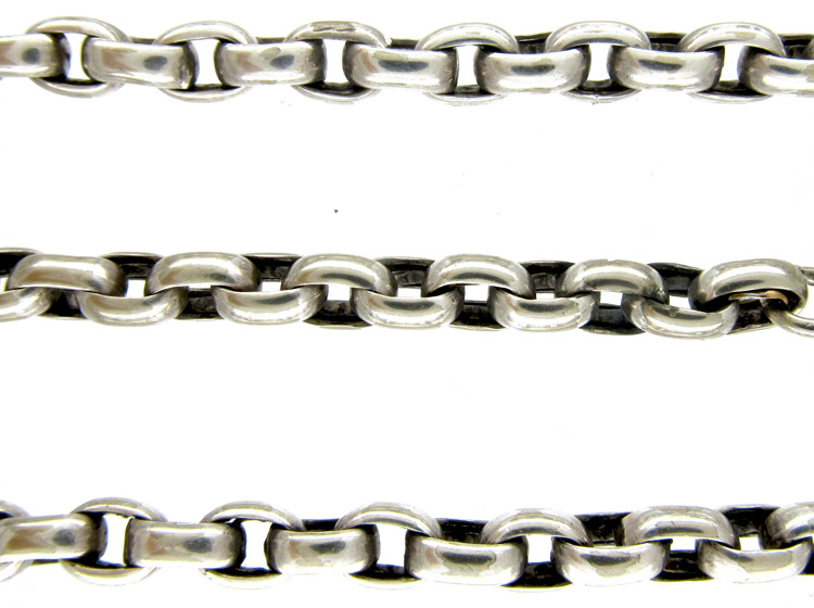 Victorian Silver Long Guard Chain 962c The Antique Jewellery Company