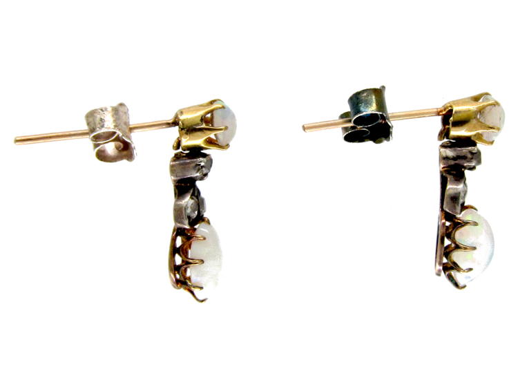 Opal & Diamond Organic Style Earrings (OPAL/J) | The Antique Jewellery ...