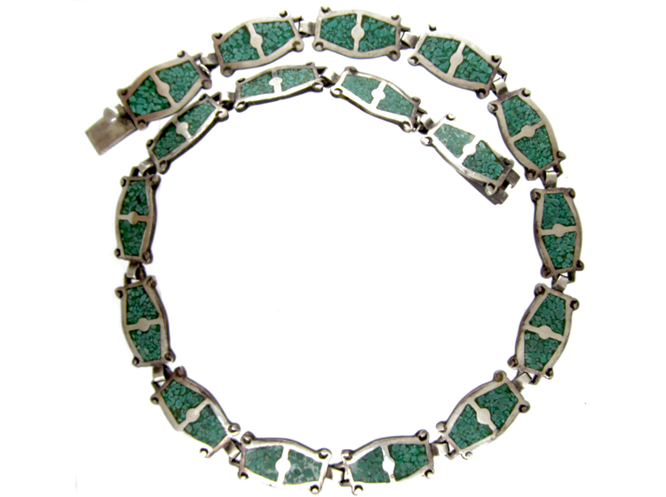 Silver Chagreen Enamel Effect Necklace (803B/OJ) | The Antique ...