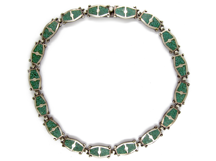 Silver Chagreen Enamel Effect Necklace (803B/OJ) | The Antique ...