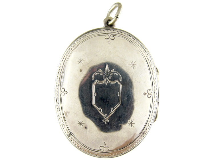 Large Oval Silver Victorian Locket (239D) | The Antique Jewellery Company