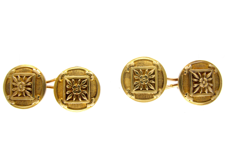 French 18ct Gold Victorian Cufflinks (301D) | The Antique Jewellery Company