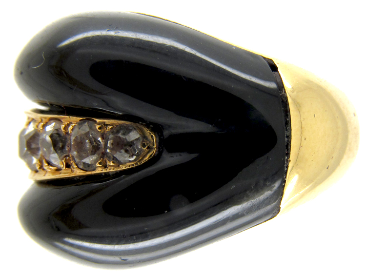 Large Victorian Diamond & Onyx Ring (292D) | The Antique Jewellery Company