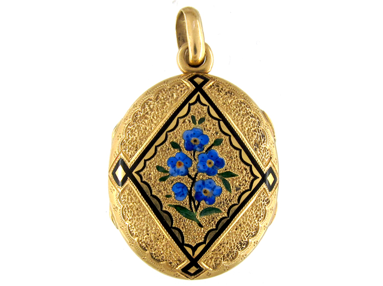 'Forget Me Not' 15ct Gold & Enamel Locket (TBC-24) | The Antique ...