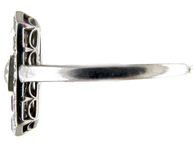 Ruby & Diamond Rectangular Art Deco Ring (8M/J) | The Antique Jewellery ...