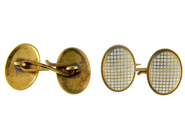18ct Victorian White Enamel Cufflinks (706D) | The Antique Jewellery ...