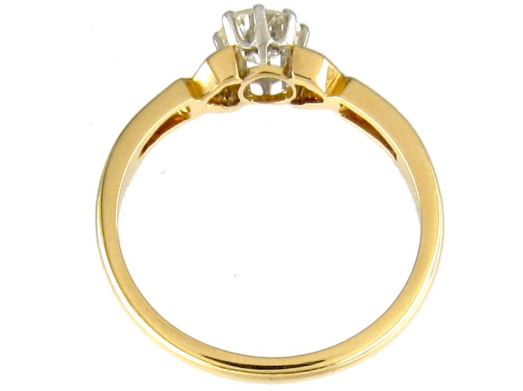 Single Stone Diamond Yellow Gold Solitaire Ring of Geometric Design ...