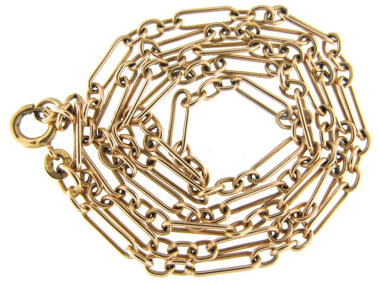 9ct Gold Edwardian Open Link Chain (871D) | The Antique Jewellery Company