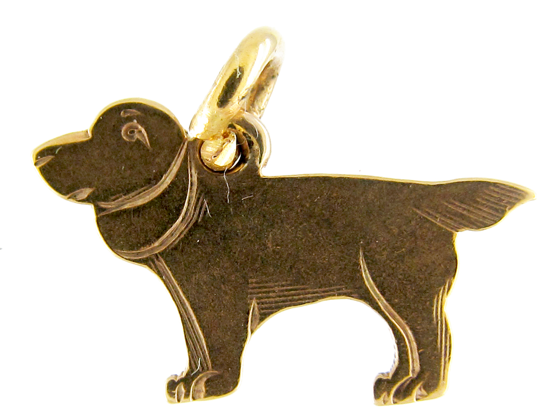 Gold Spaniel Charm (299B) | The Antique Jewellery Company