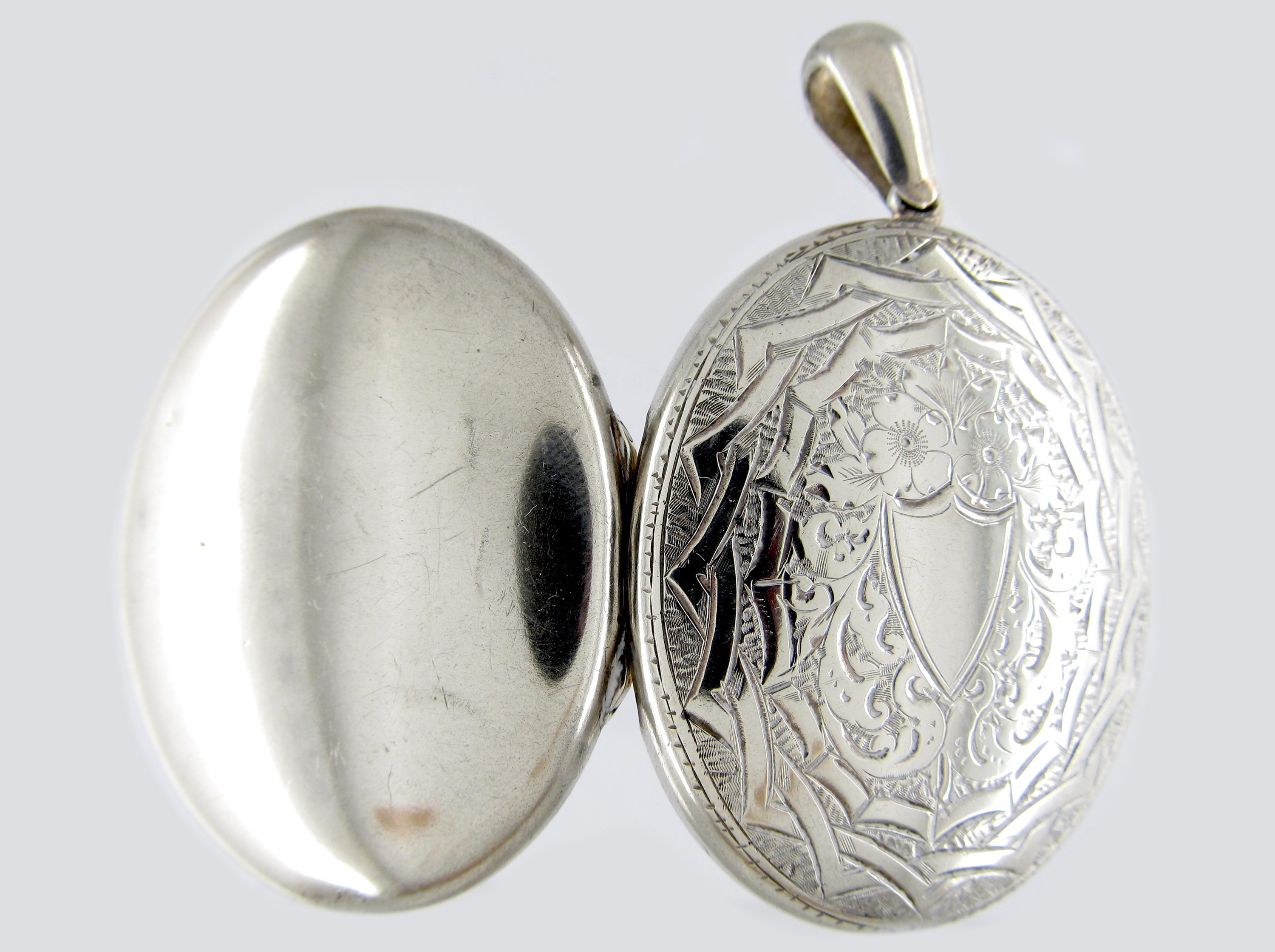 Victorian Silver Shield Locket (579D) | The Antique Jewellery Company