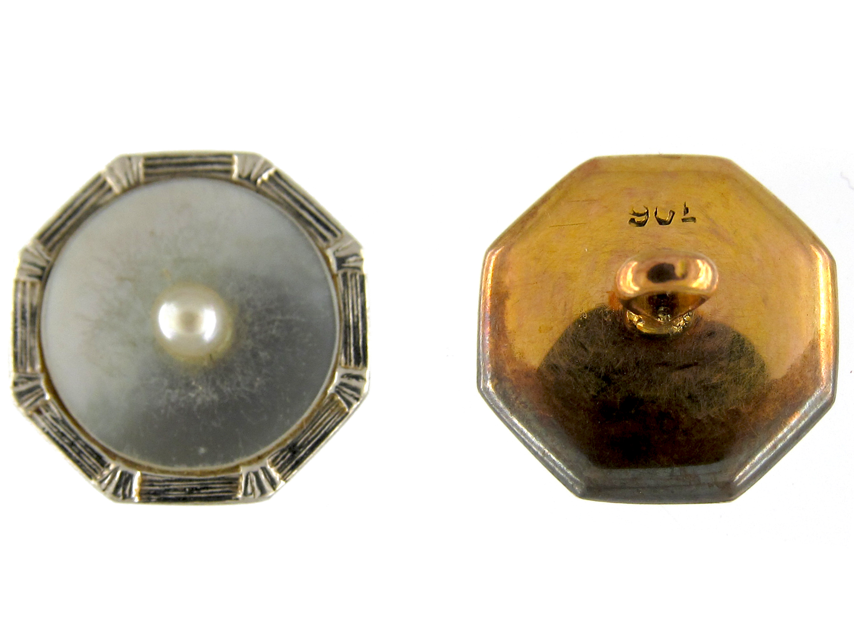 Mother of Pearl & Gold Buttons in Original Case (951D) | The Antique ...