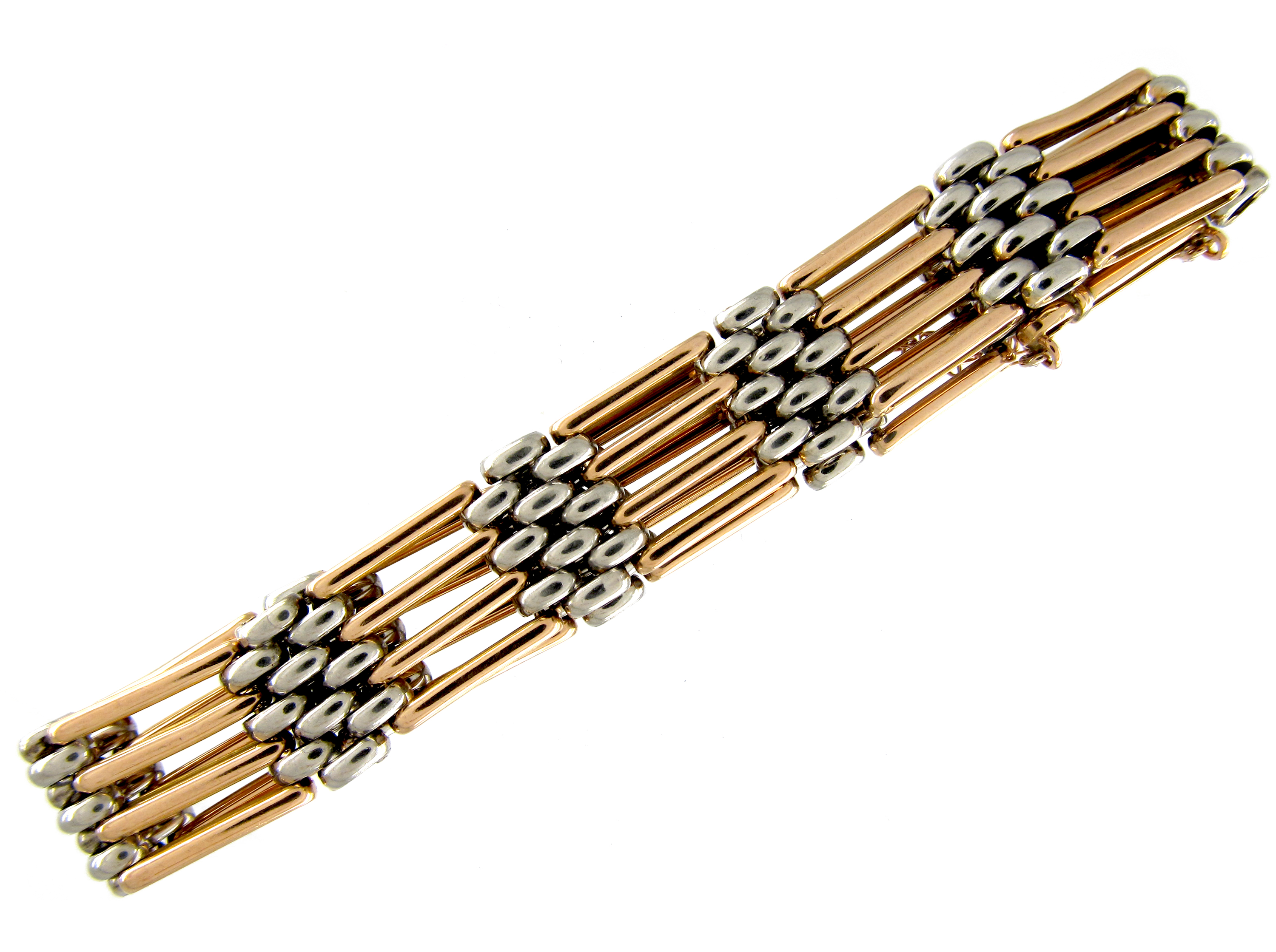 15ct Gold & Platinum Gate Bracelet (956D) | The Antique Jewellery Company