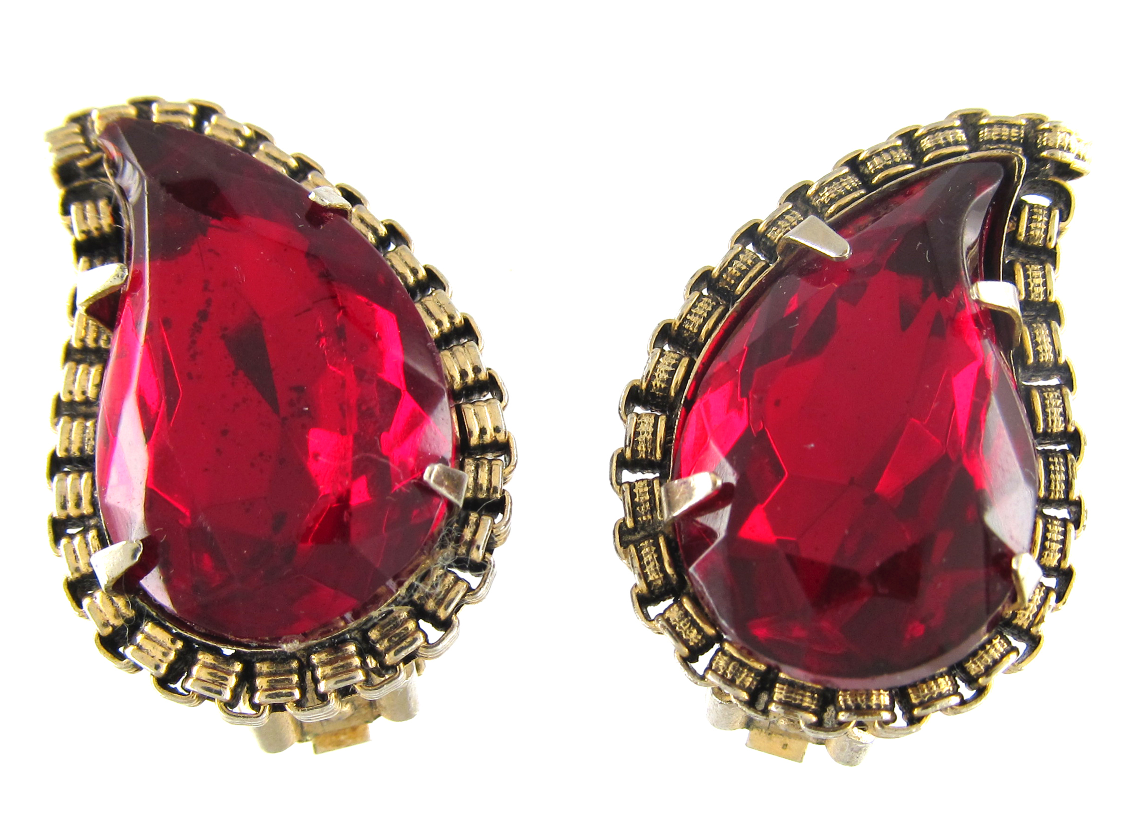 Vintage Paste Leaf Earrings (896D) | The Antique Jewellery Company