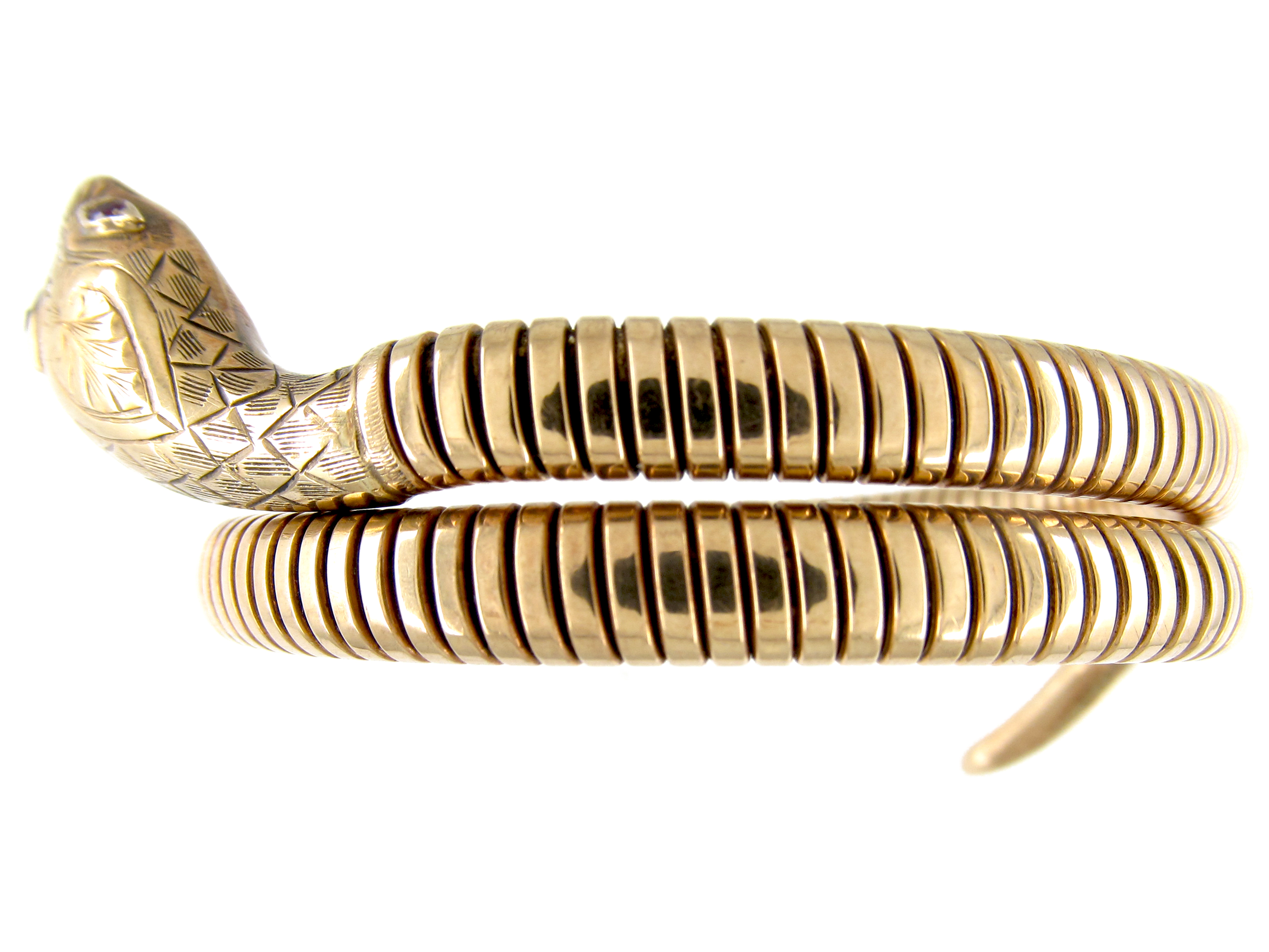 9ct Yellow Gold Snake Bangle (897B/OJ) | The Antique Jewellery Company