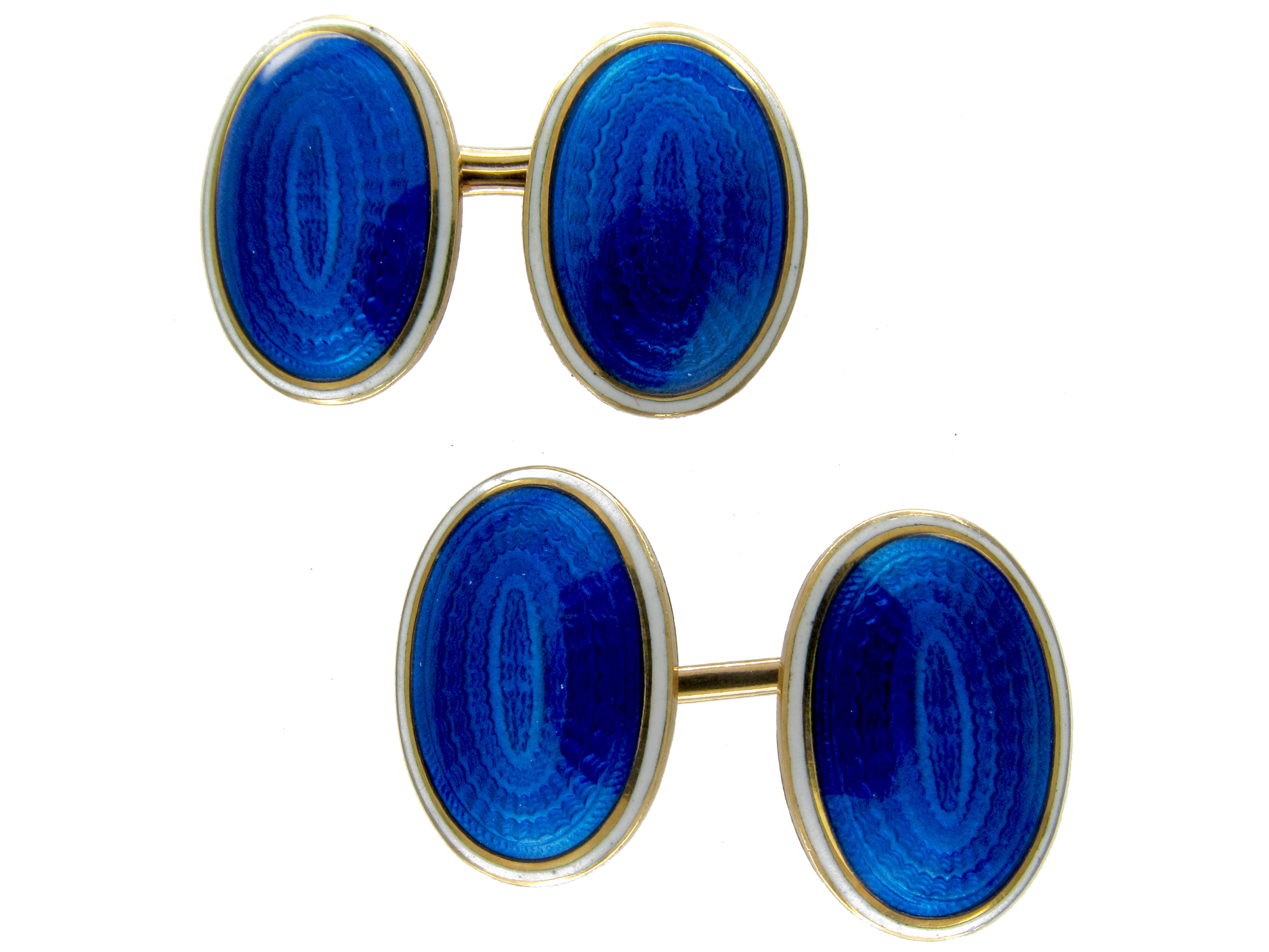 Blue & White Enamel 18ct Gold Cufflinks (250E) | The Antique Jewellery ...