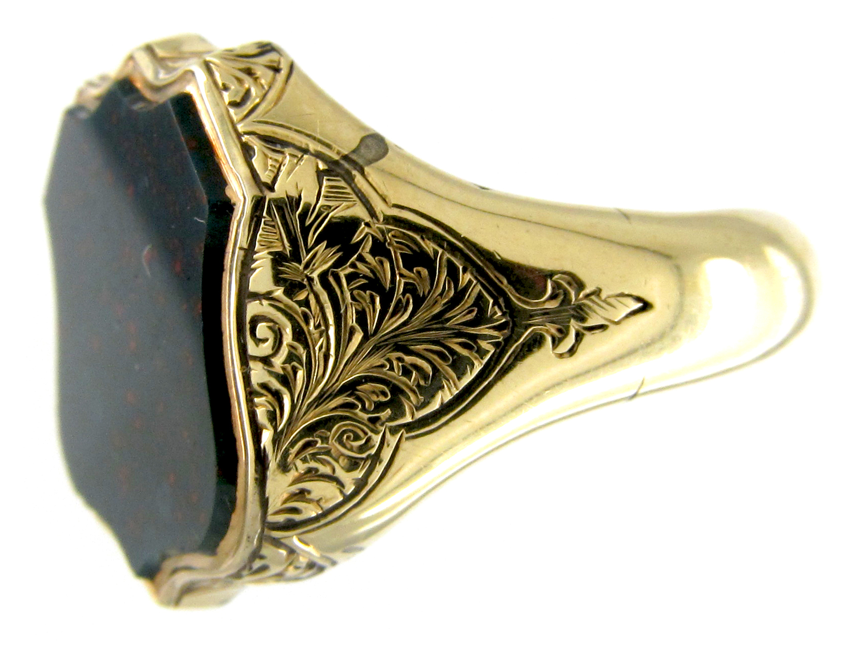 Shield Shaped Gold & Bloodstone Signet Ring (292E) | The Antique ...