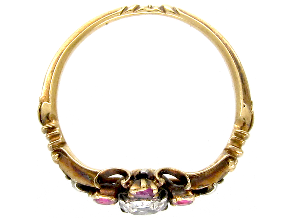 Georgian Mine Cut Ruby & Diamond Ring (237E) | The Antique Jewellery ...