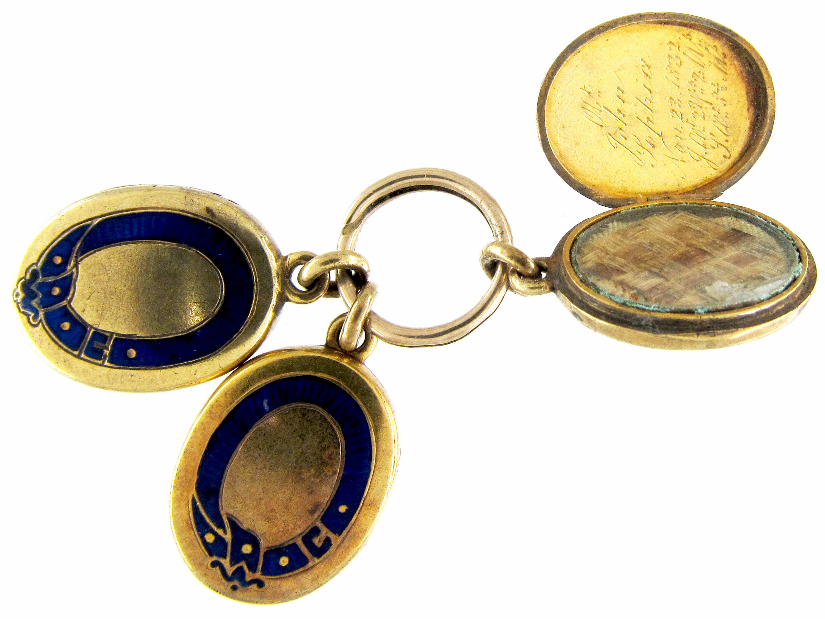 Early Victorian 15ct Gold & Enamel Triple Mourning Lockets (914B/OJ ...