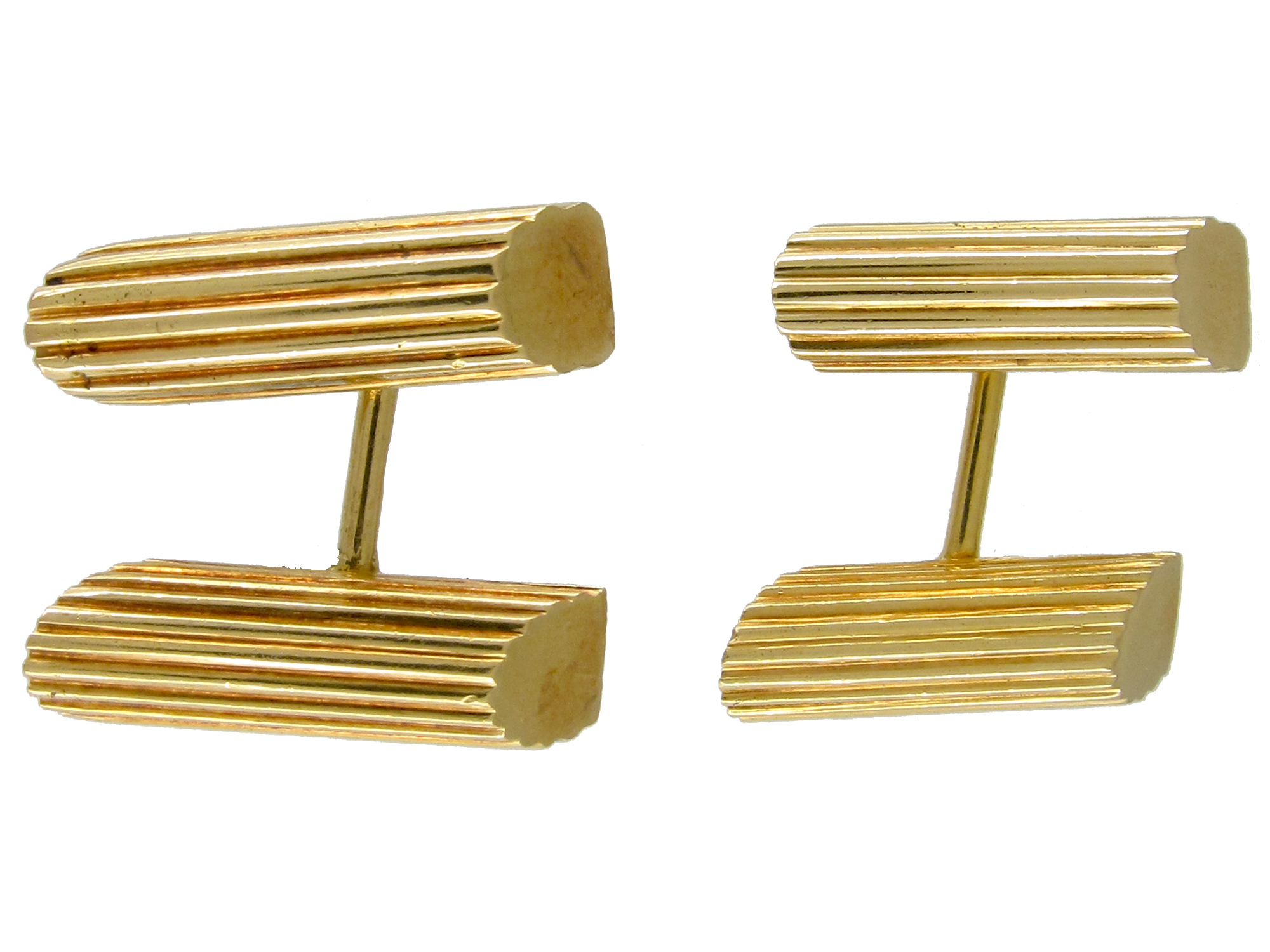 Gold Ribbed Baton Cufflinks (325E) | The Antique Jewellery Company