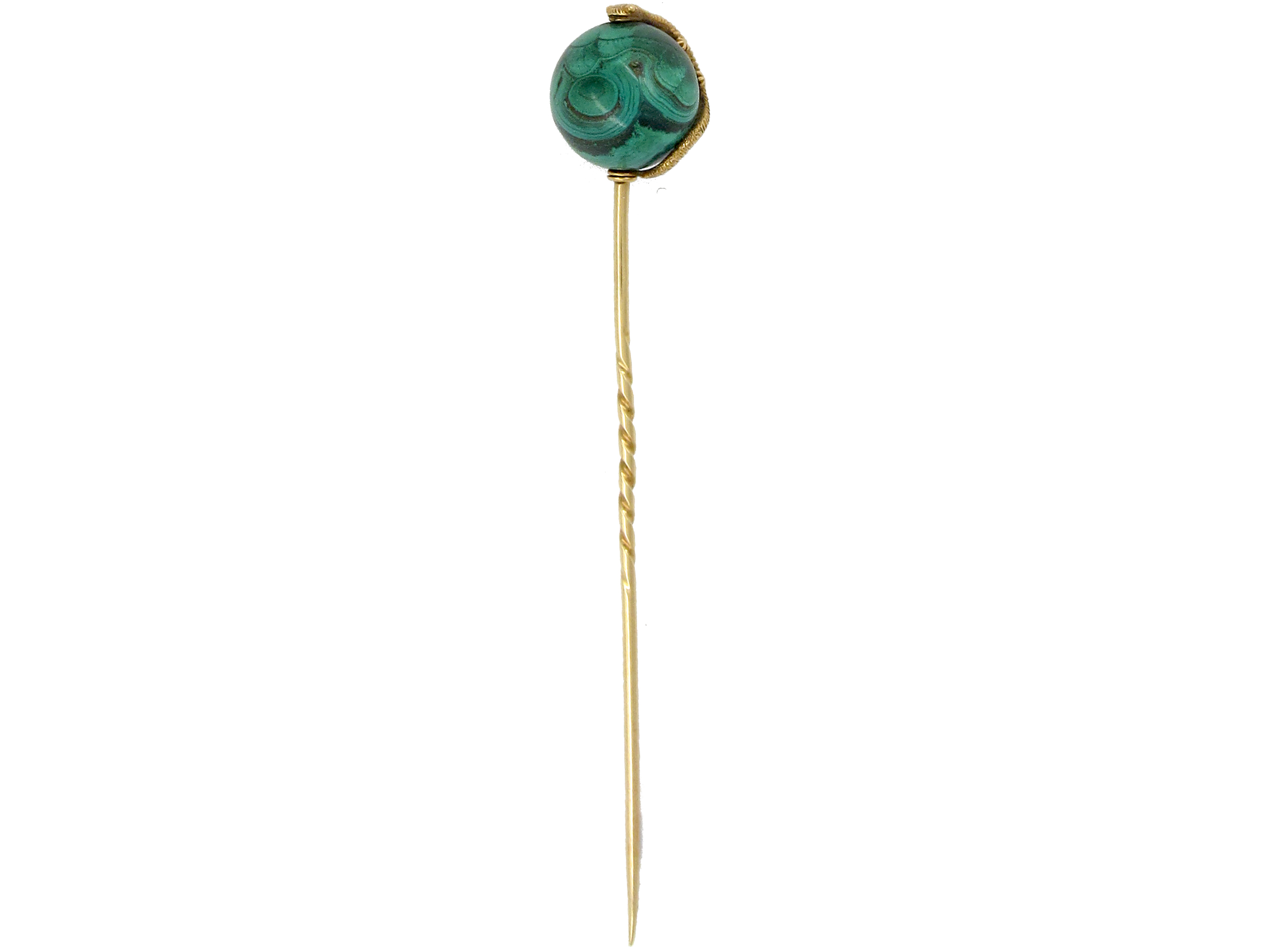 Gold & Malachite Salamander Tie Pin (333E) | The Antique Jewellery Company