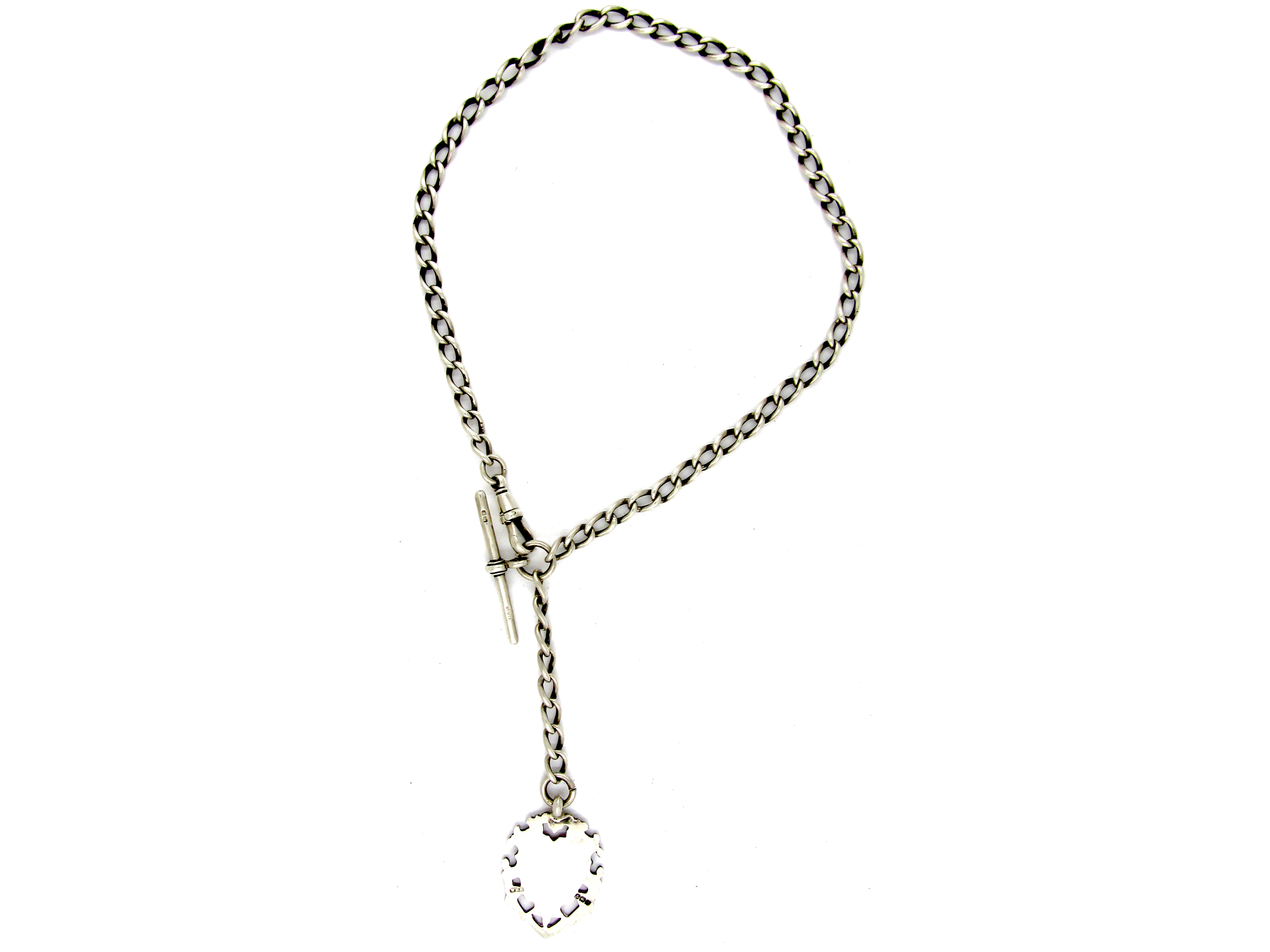 Silver Albert Chain with Medallion (349E) | The Antique Jewellery Company