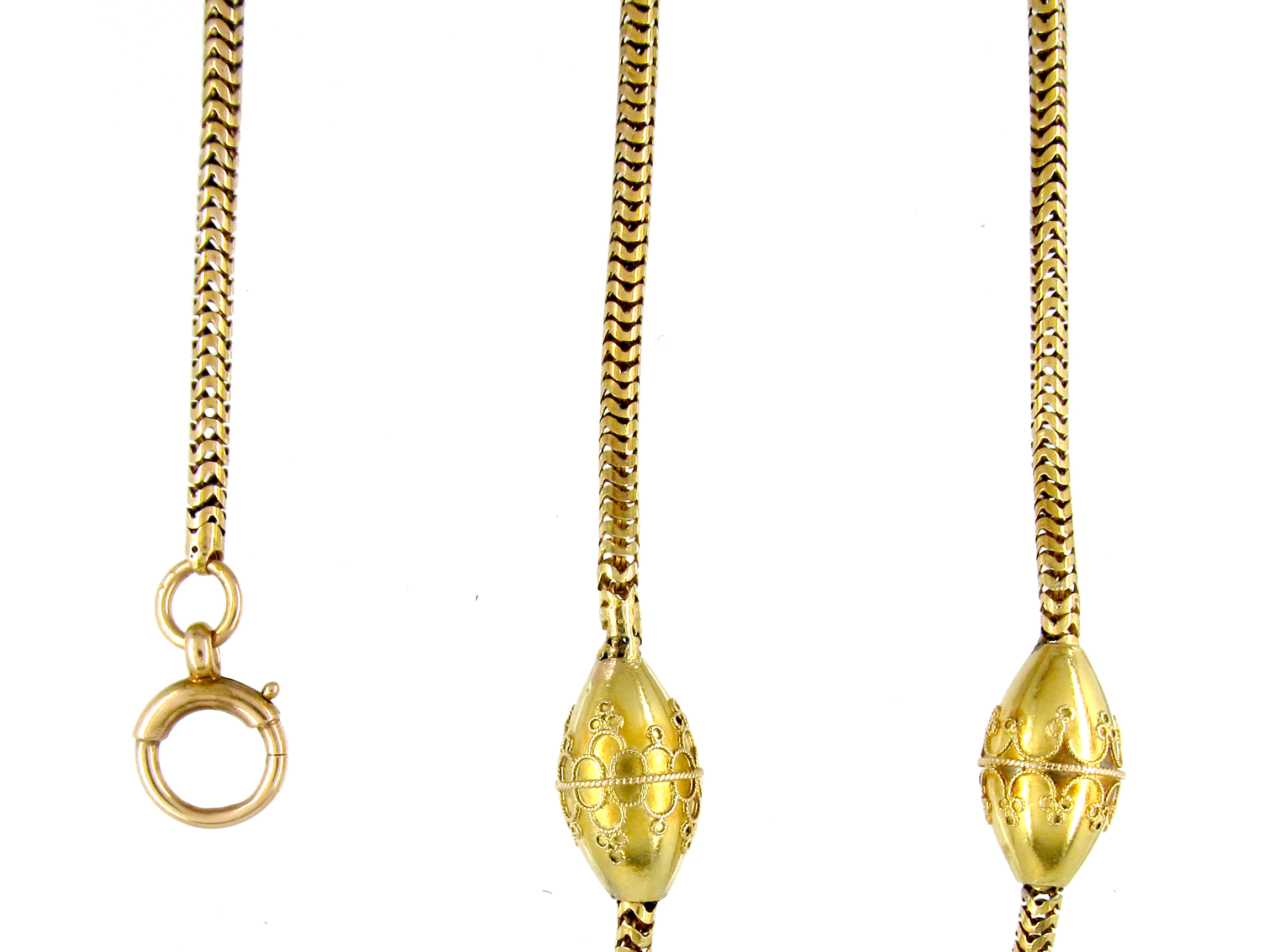 Victorian 15ct Gold Snake Chain with Oval Sections (535E) | The Antique ...