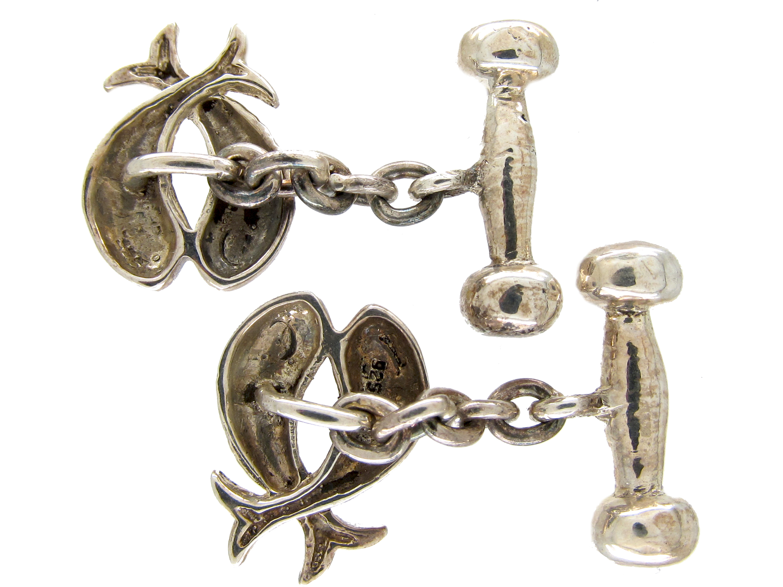 Silver Entwined Fish Cufflinks (573E) | The Antique Jewellery Company