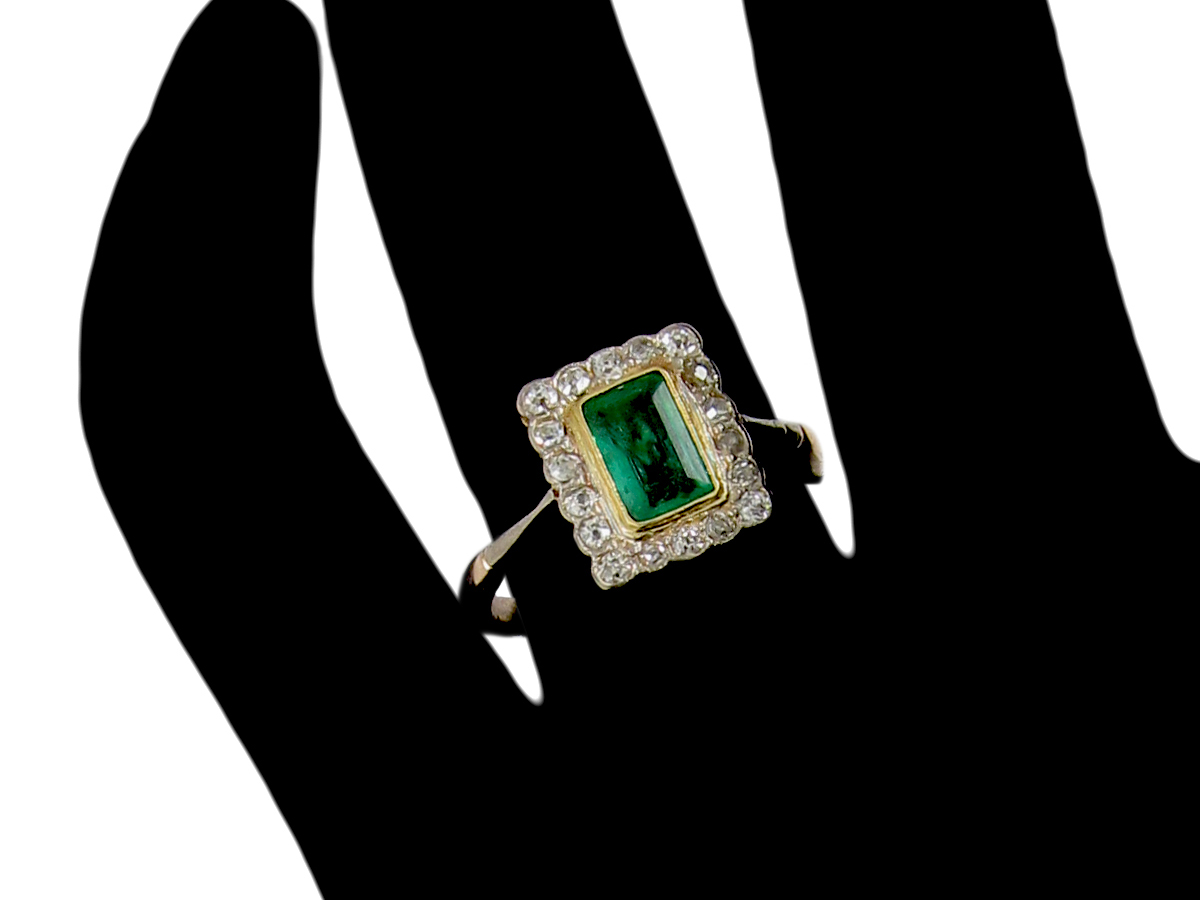 Emerald & Diamond Art Deco Rectangular Ring (661E) | The Antique ...