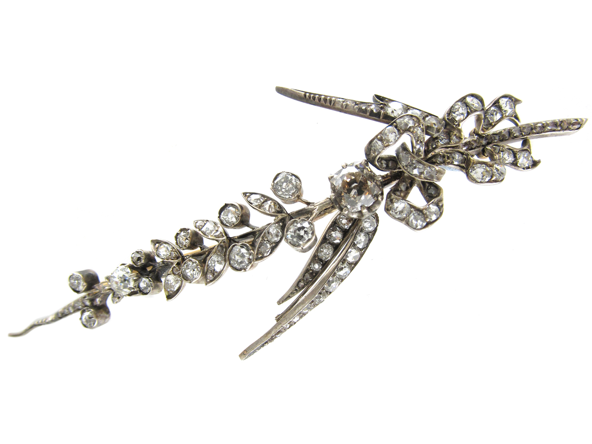 Large Diamond Spray Brooch in Original Case (696Z) | The Antique ...
